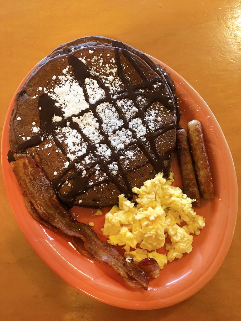 Chocolate Pancakes Full House | The Breadboard Restaurant In Ashland Oregon